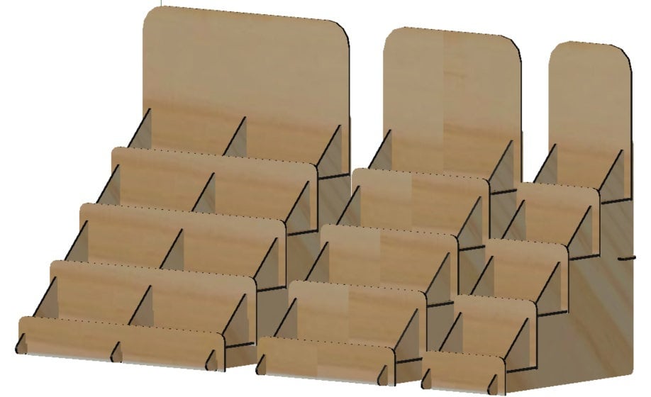 Retail Counter Display in 3 Sizes - Tiered Display Stand - 3mm and 1/8" Thick Material - Laser ...