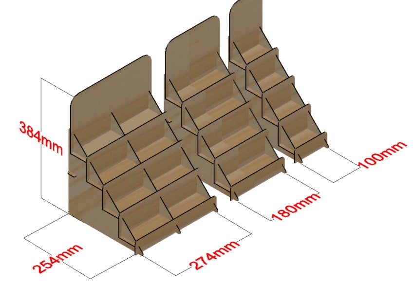 Retail Counter Display in 3 Sizes - Tiered Display Stand - 3mm and 1/8" Thick Material - Laser ...