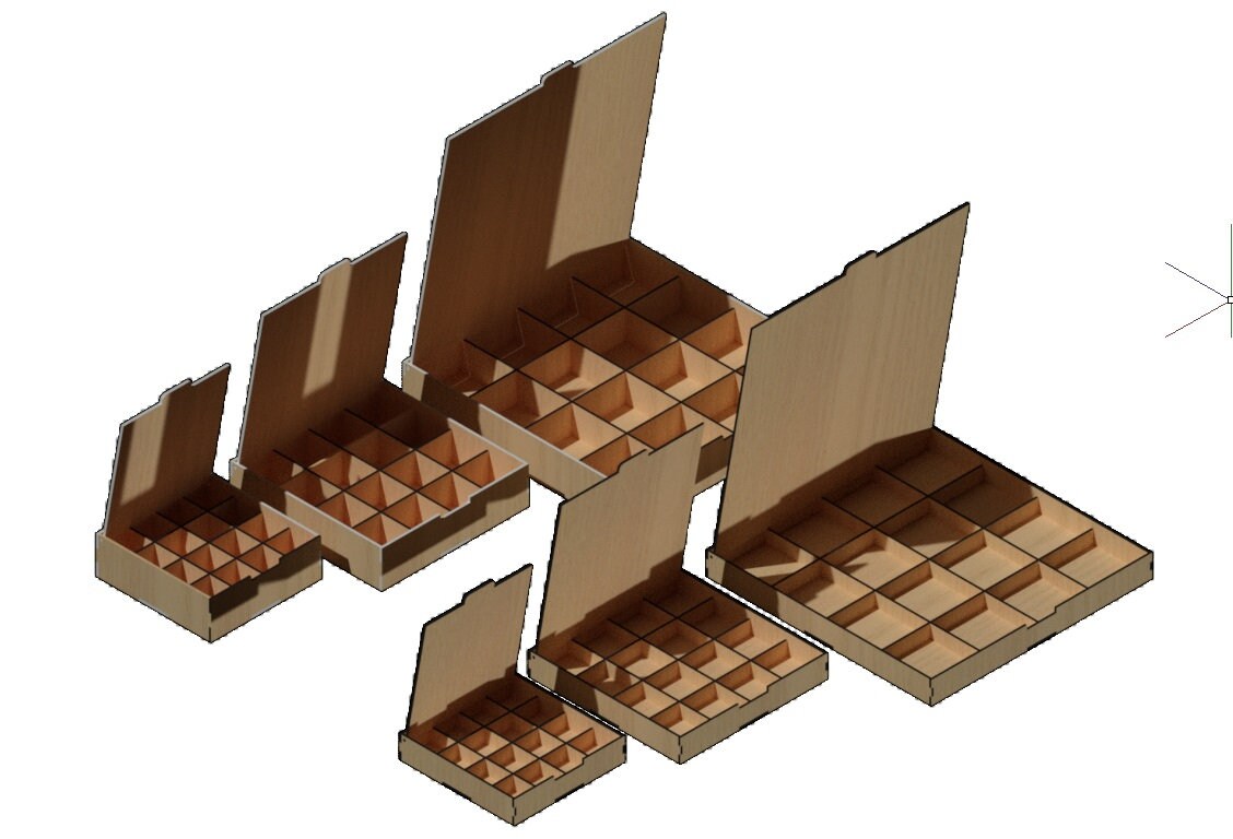 Laser Cut Files Storage Box | Boxes With Flip Lid and 16 Compartment ...
