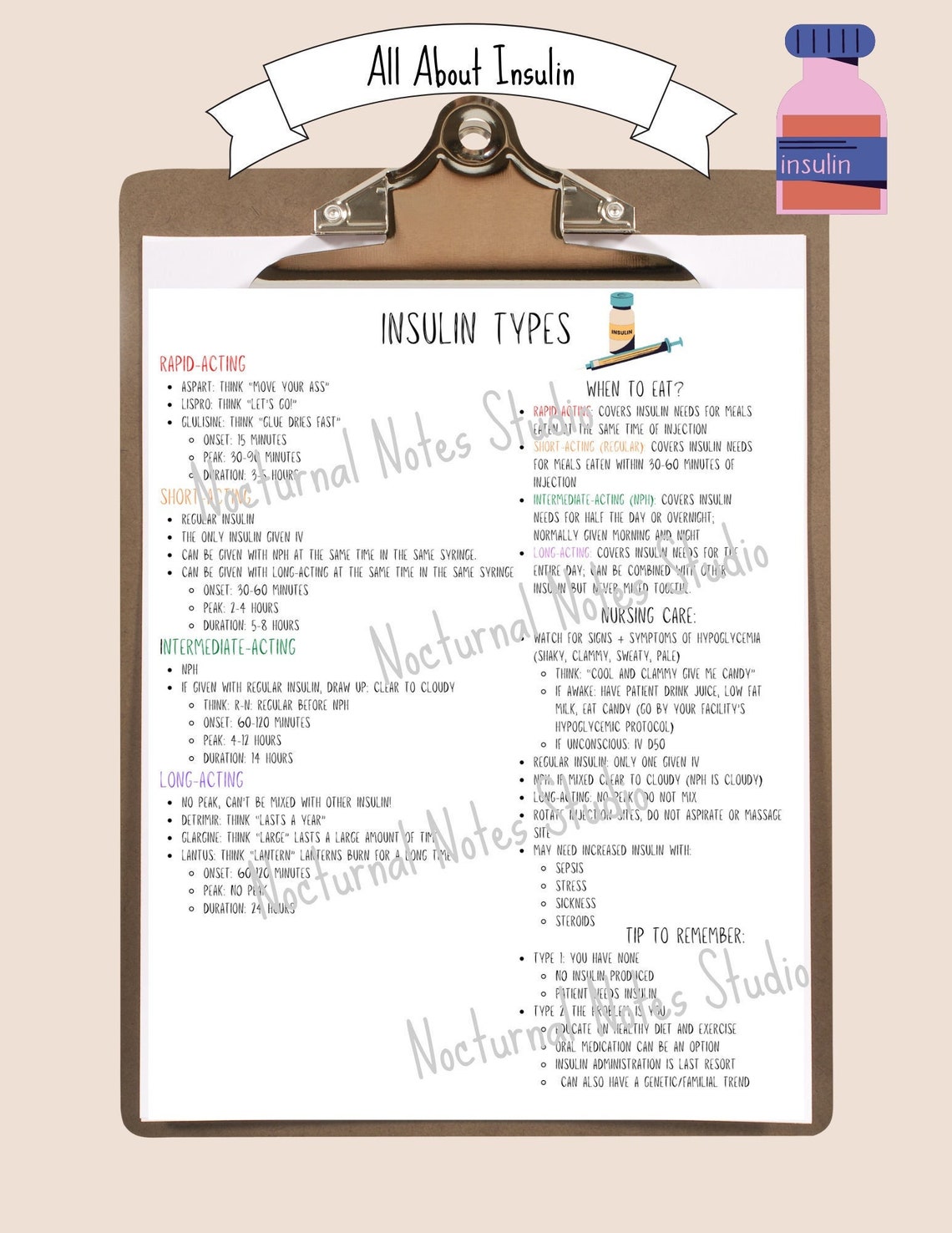 All About Insulin, Nursing Student, New Graduate Nurse, Study Sheet, Nurse Cheat Sheet ...