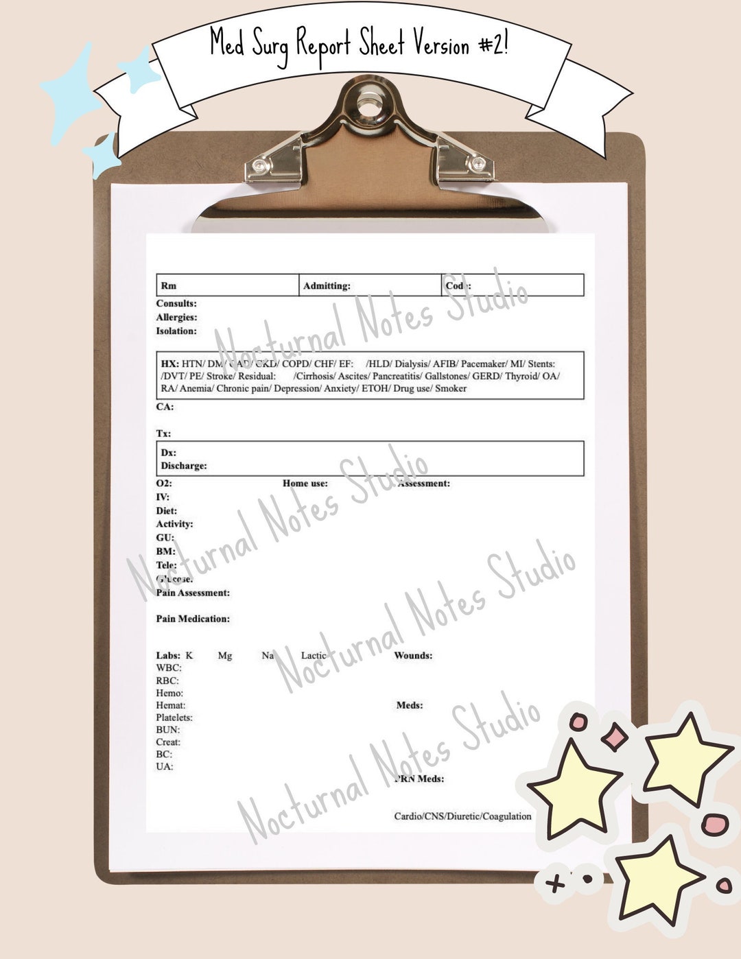 Med Surg Report Sheet Version 2! Nursing Student, New Graduate, Nursing ...