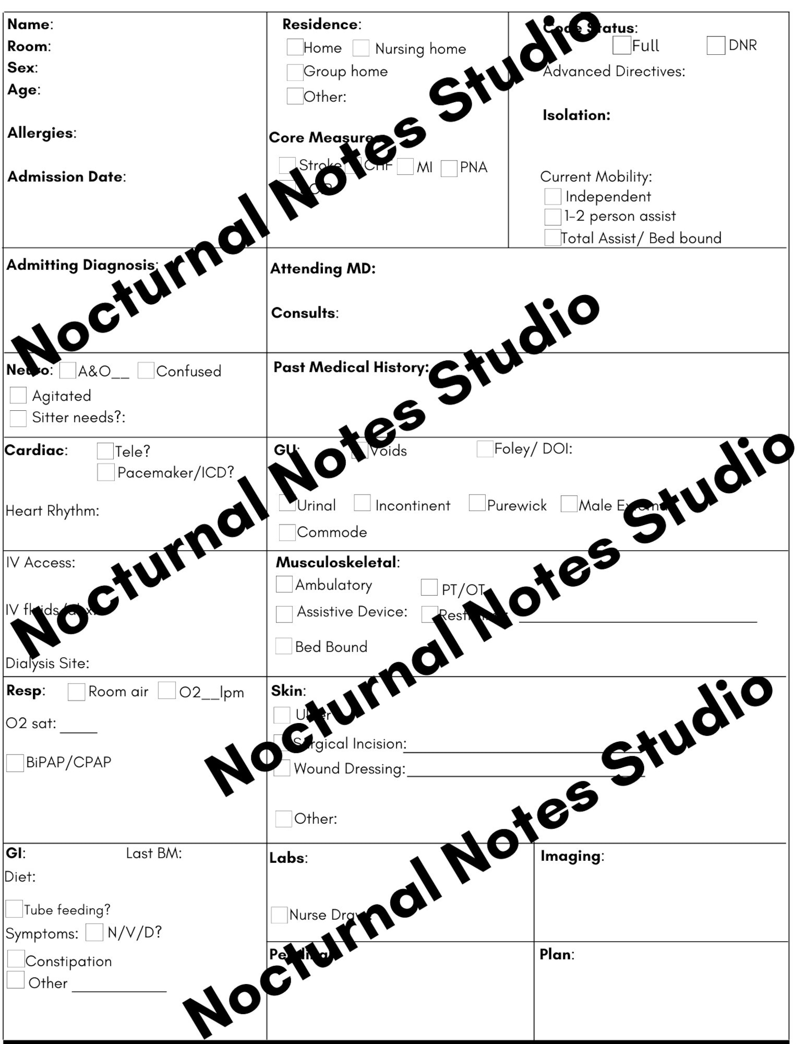Med Surg Nursing Report Sheet, Nursing Student, Template, Gift for ...