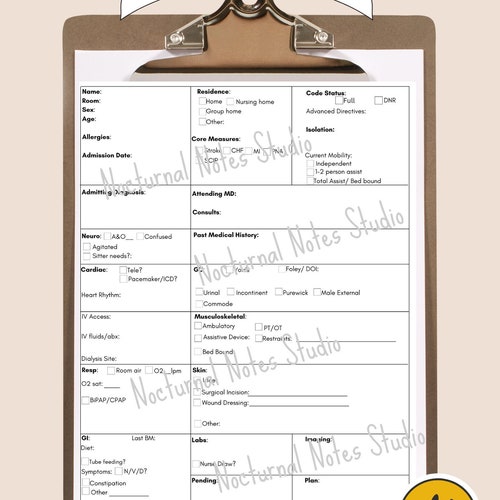 Med Surg Nurse Report Sheet SBAR Patient Handoff - Etsy