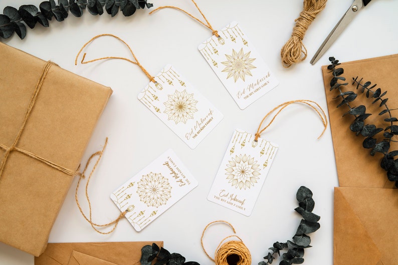 Editable Eid Tags, Gold Eid Mubarak Tags, Instant Download Printable ...