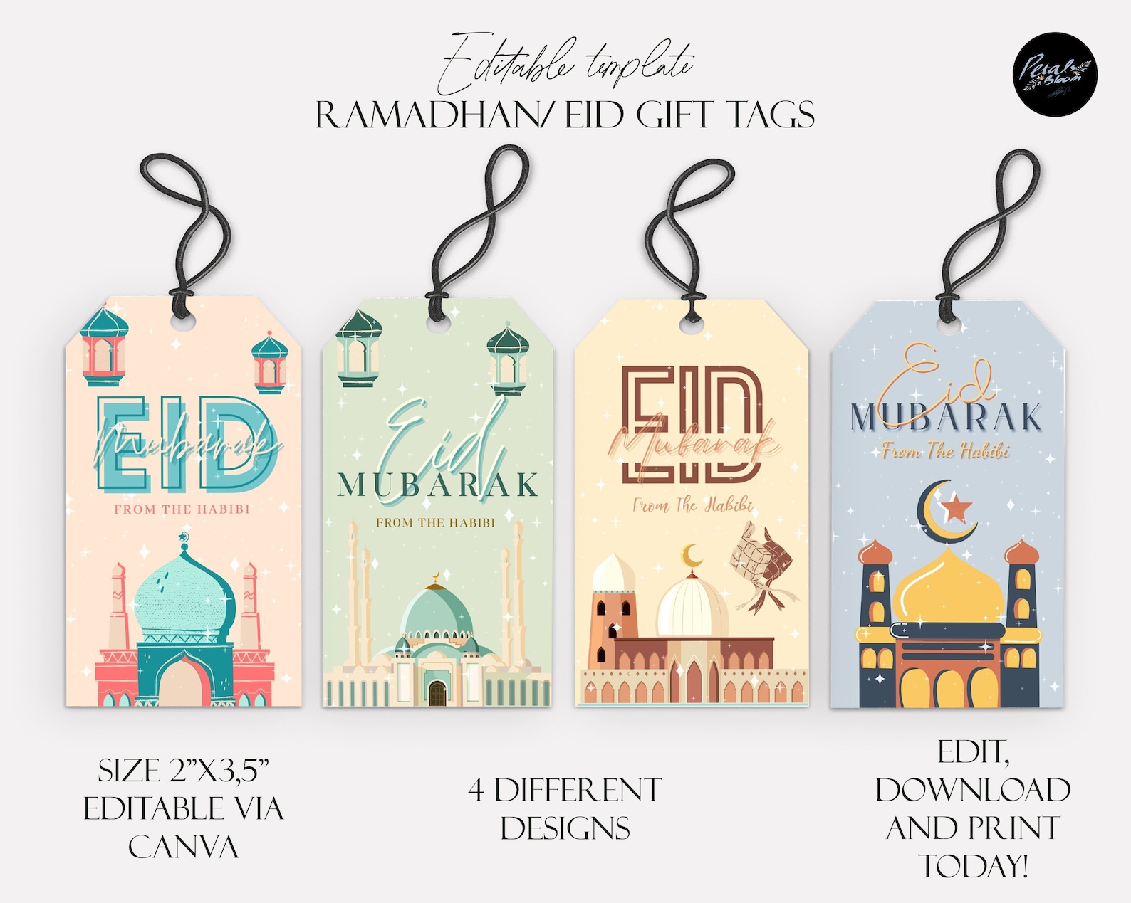 Eid Mubarak Tags, Eid Gift Tags, Modern Aesthetic Eid Mubarak Tags ...