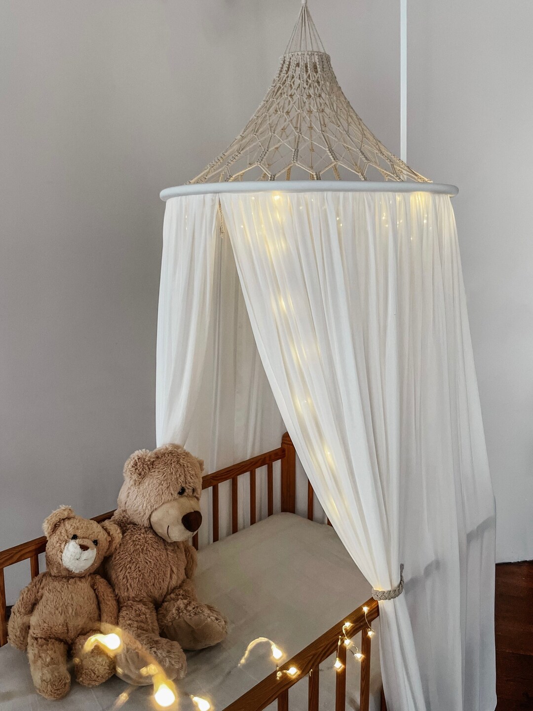 Macrame Canopy With Lights. Boho Decor for Kids Bed, Reading Corner or ...