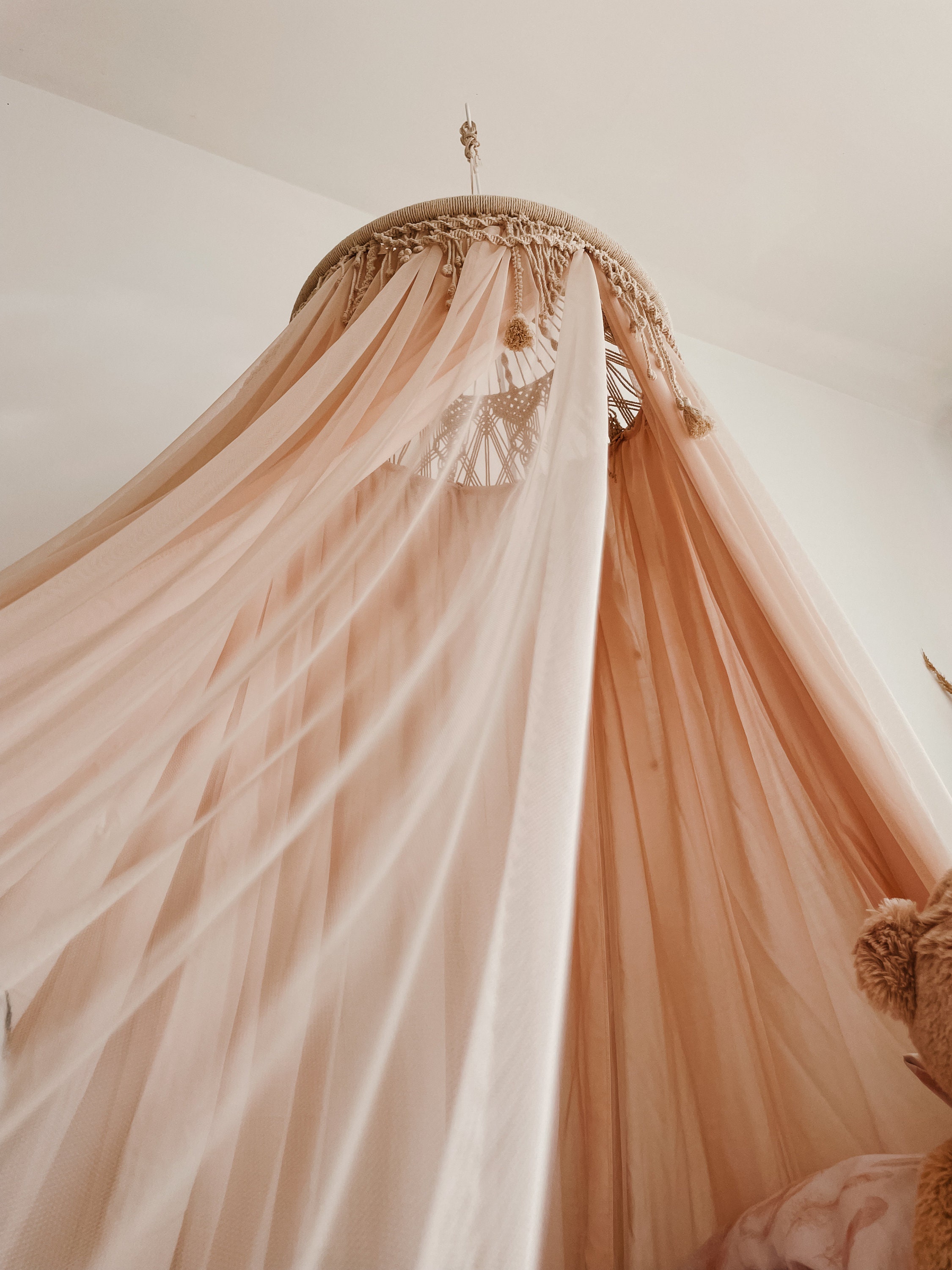 Canopy Bed Boho Curtains. Girl Nursery Canopy. Macrame Twin Bed Canopy ...