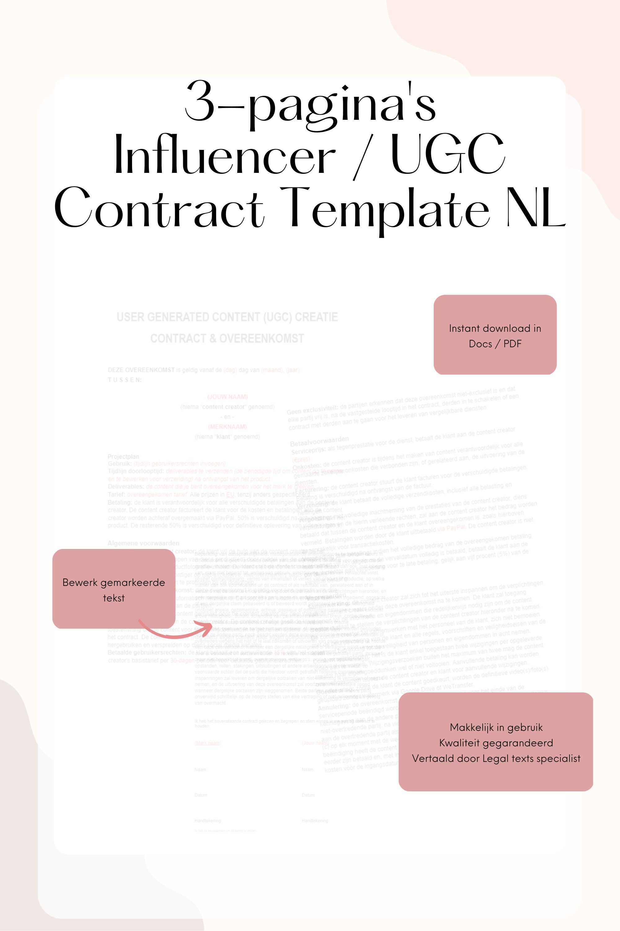Dutch UGC Creator Contract Template | User Generated Content ...