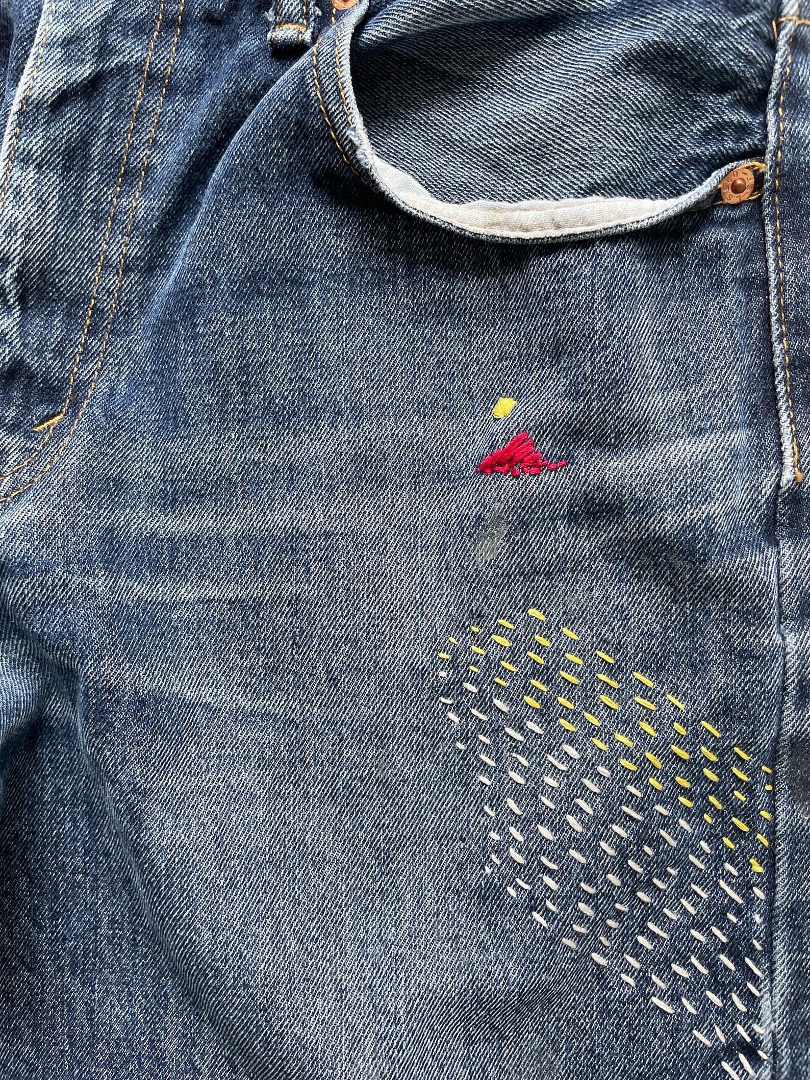 Reworked Denim Samurai Jeans, Sashimi Embroidery, Jeans, Mens Size 34 ...