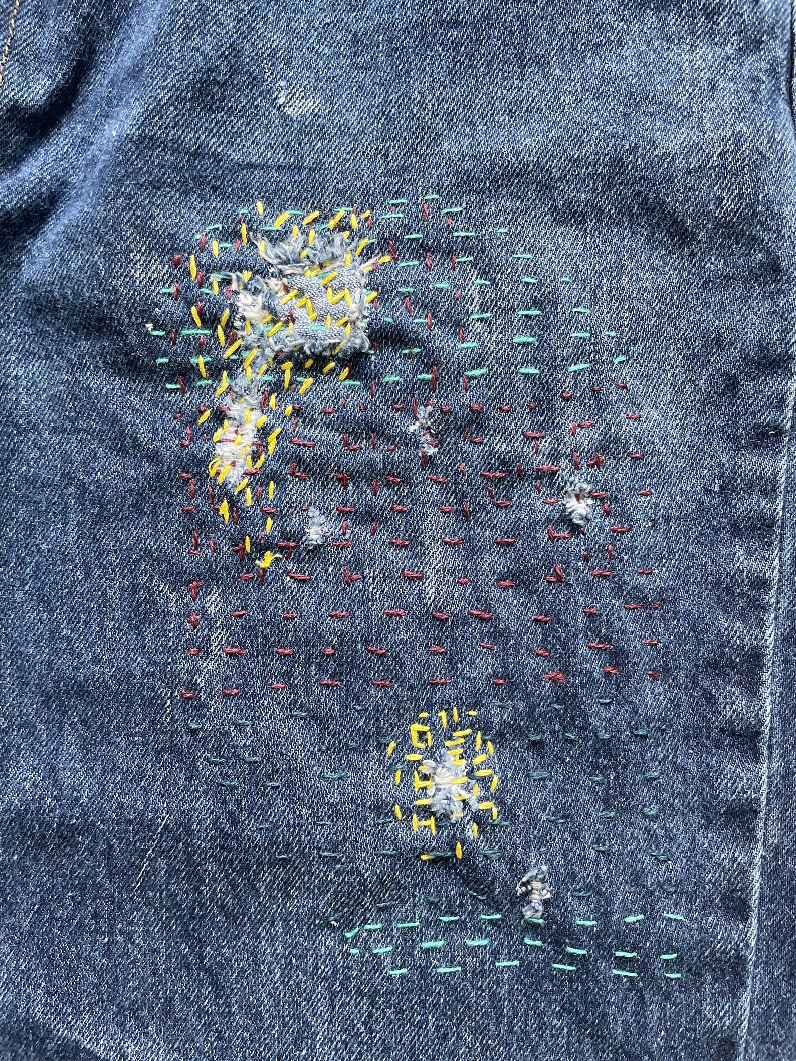 Reworked Denim Samurai Jeans, Sashimi Embroidery, Jeans, Mens Size 36 ...