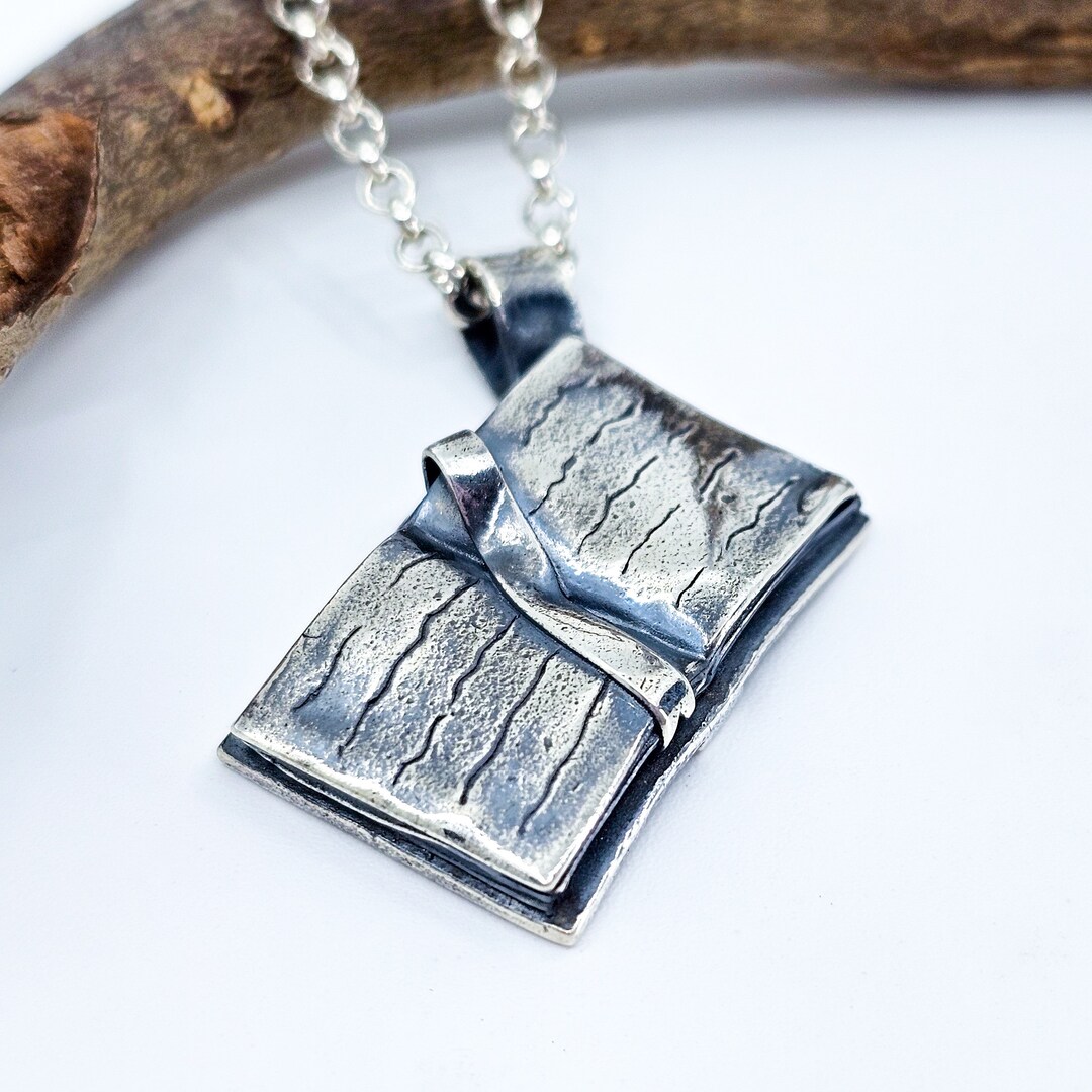 Book Pendant Made of Fine Silver, Unique Piece, Handmade, Novel, Fairy ...