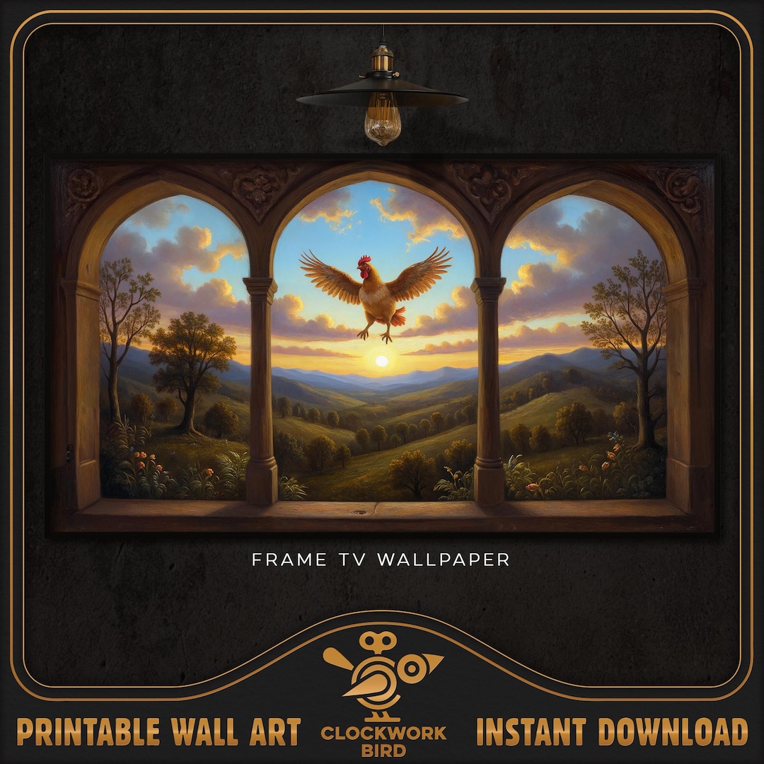 Angelic Salutation; Flying Chicken - Frame TV Art, Renaissance Style ...