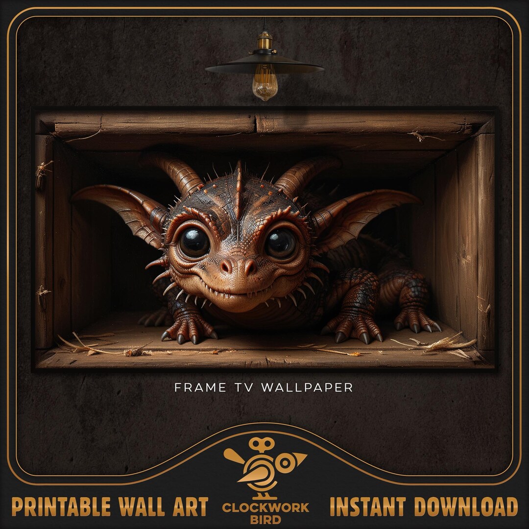 Monster in a Box, Scary Crate, Frame TV Art, Whimsical / Horror / Sci ...