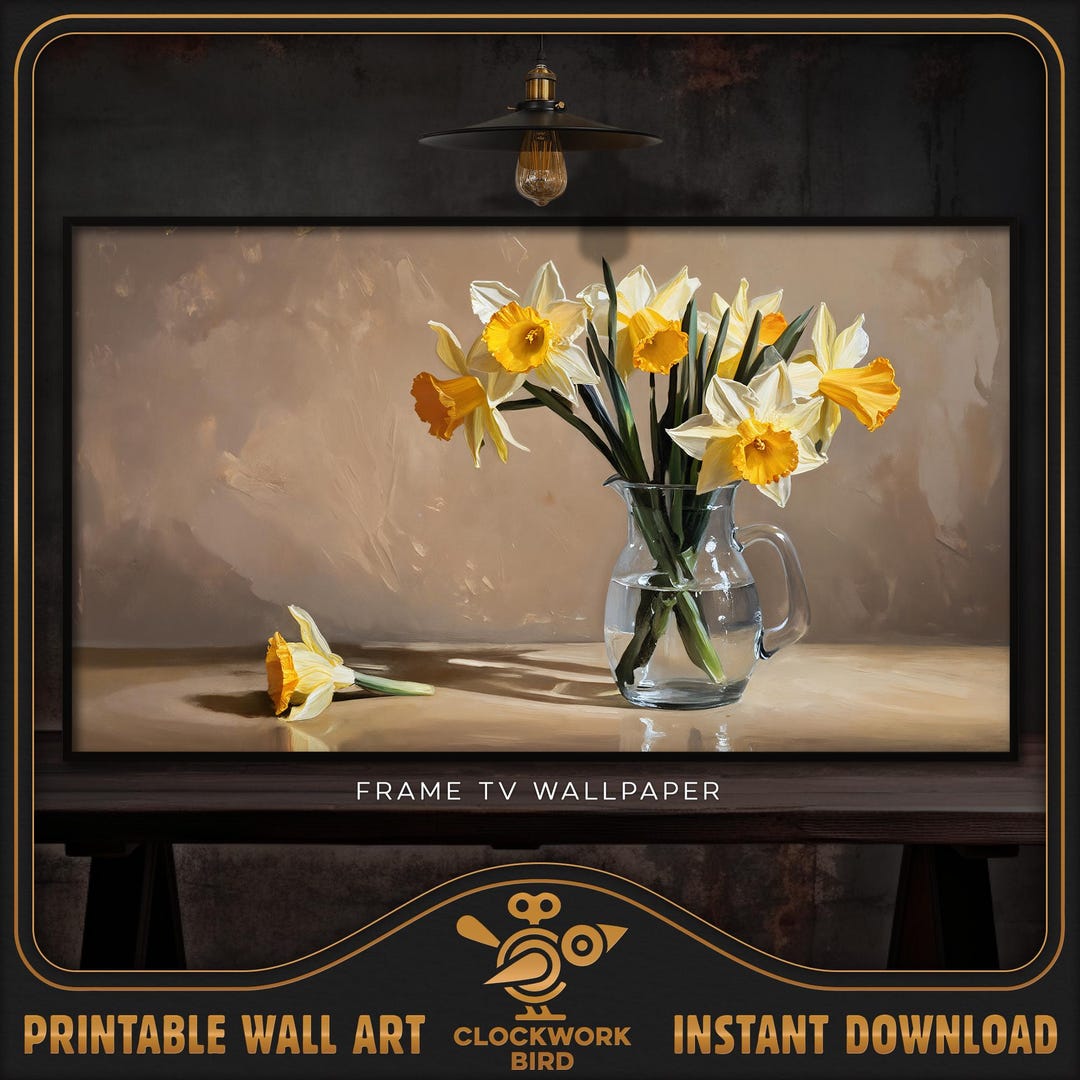 Daffodil Flower Bouquet Still Life - Frame TV Art, Classic Style ...
