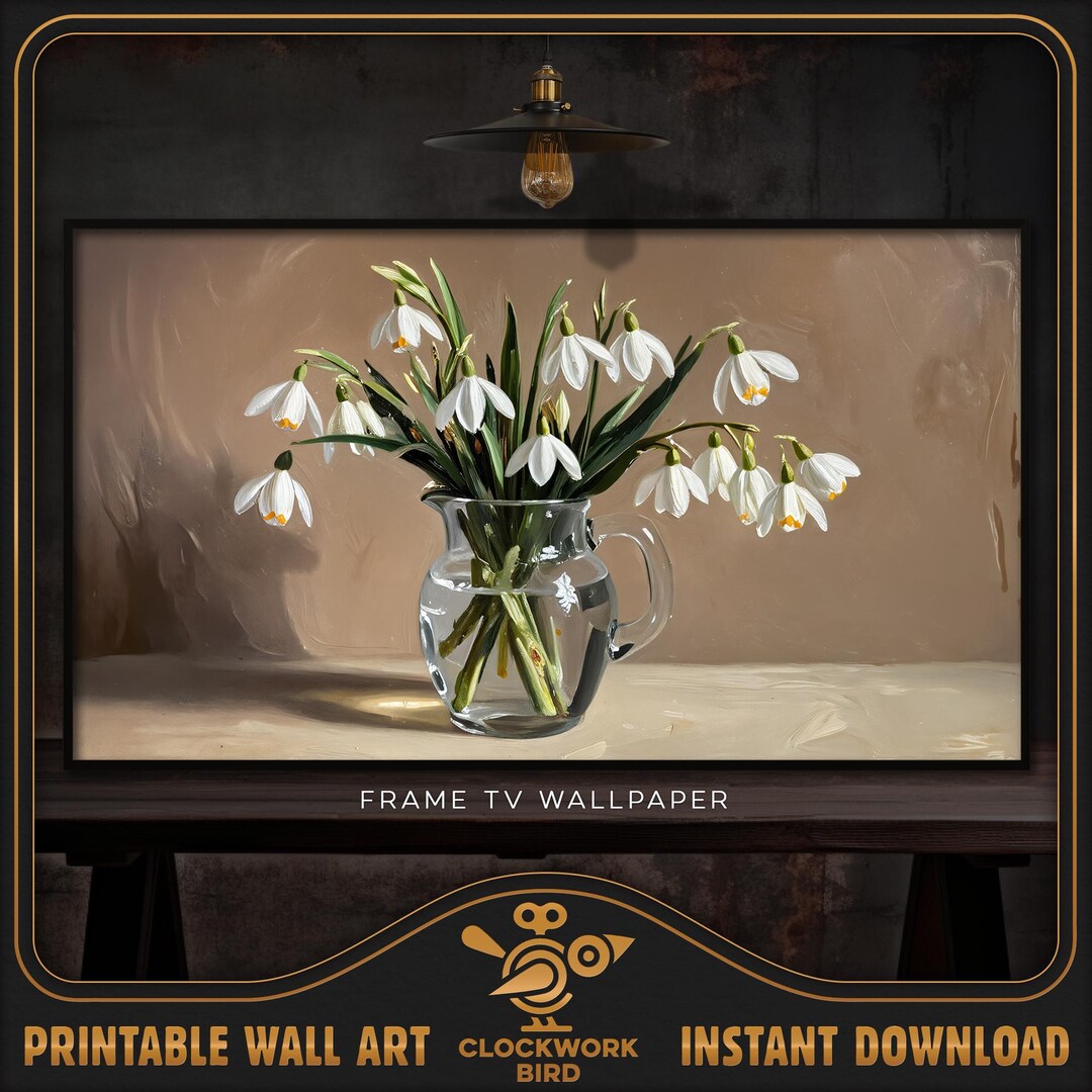 Snowdrop Flower Bouquet Still Life - Frame TV Art, Classic Style ...