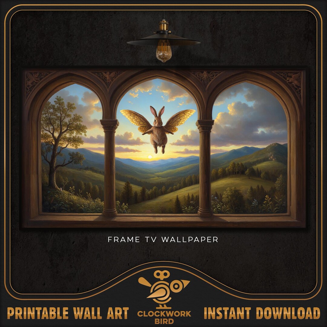 Angelic Salutation; Flying Bunny - Frame TV Art, Renaissance Style ...