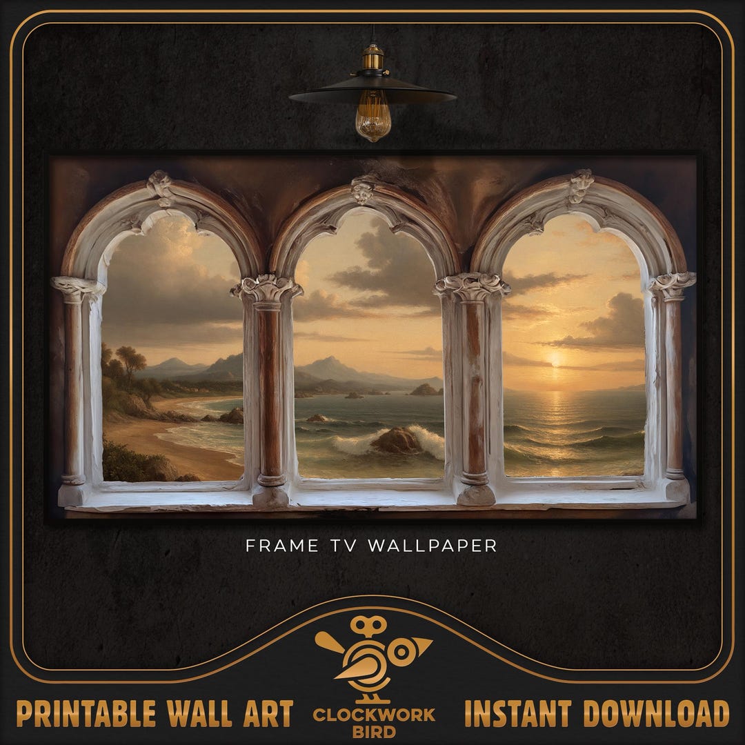 View of the Sea Through Medieval Window - Frame TV Art, Renaissance ...