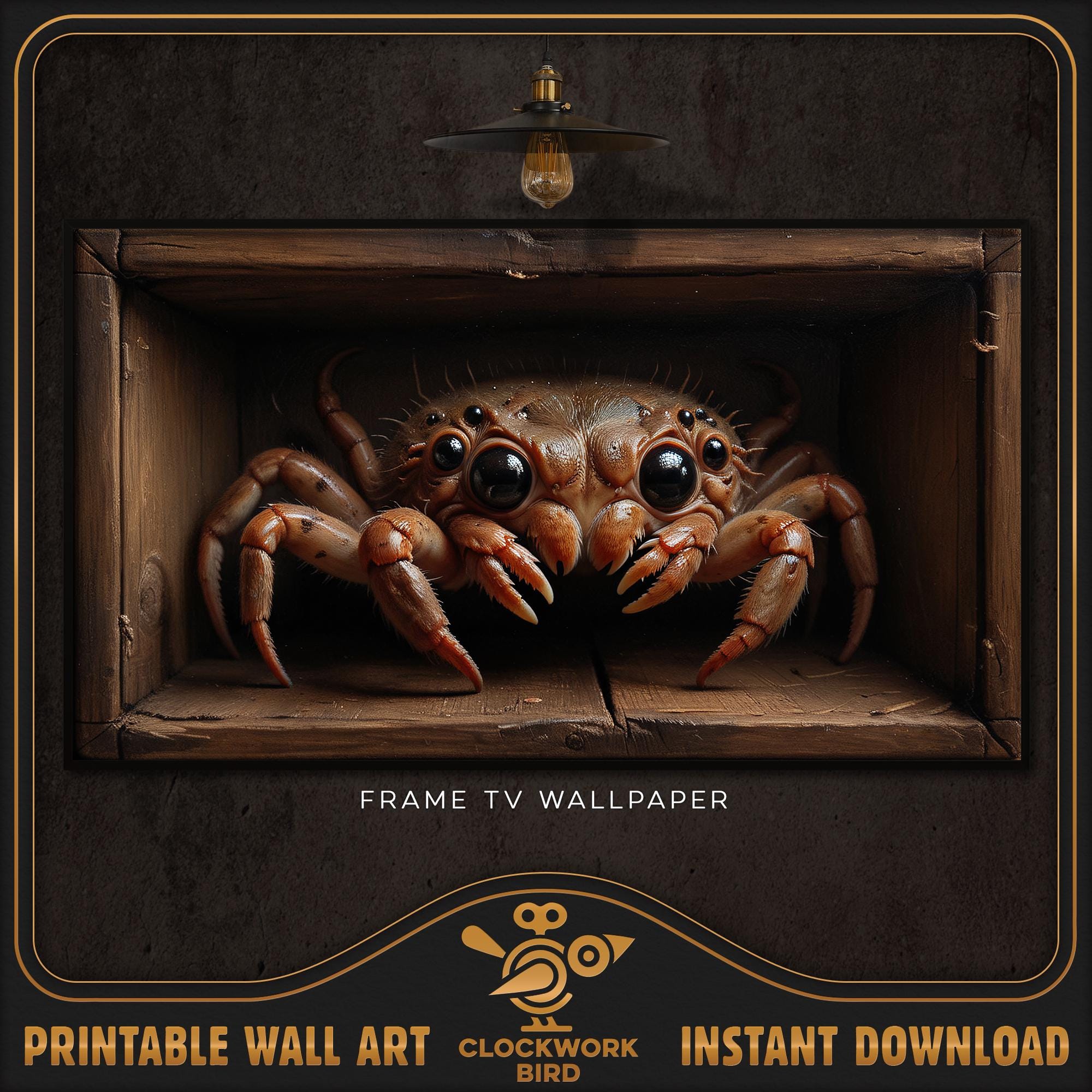 Monster in a Box, Scary Crab Crate, Frame TV Art, Whimsical / Horror ...