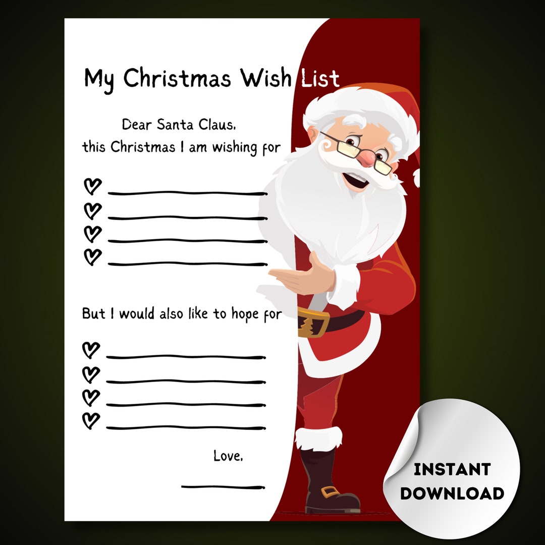 My Christmas Wish List Printable Instant Download - Etsy