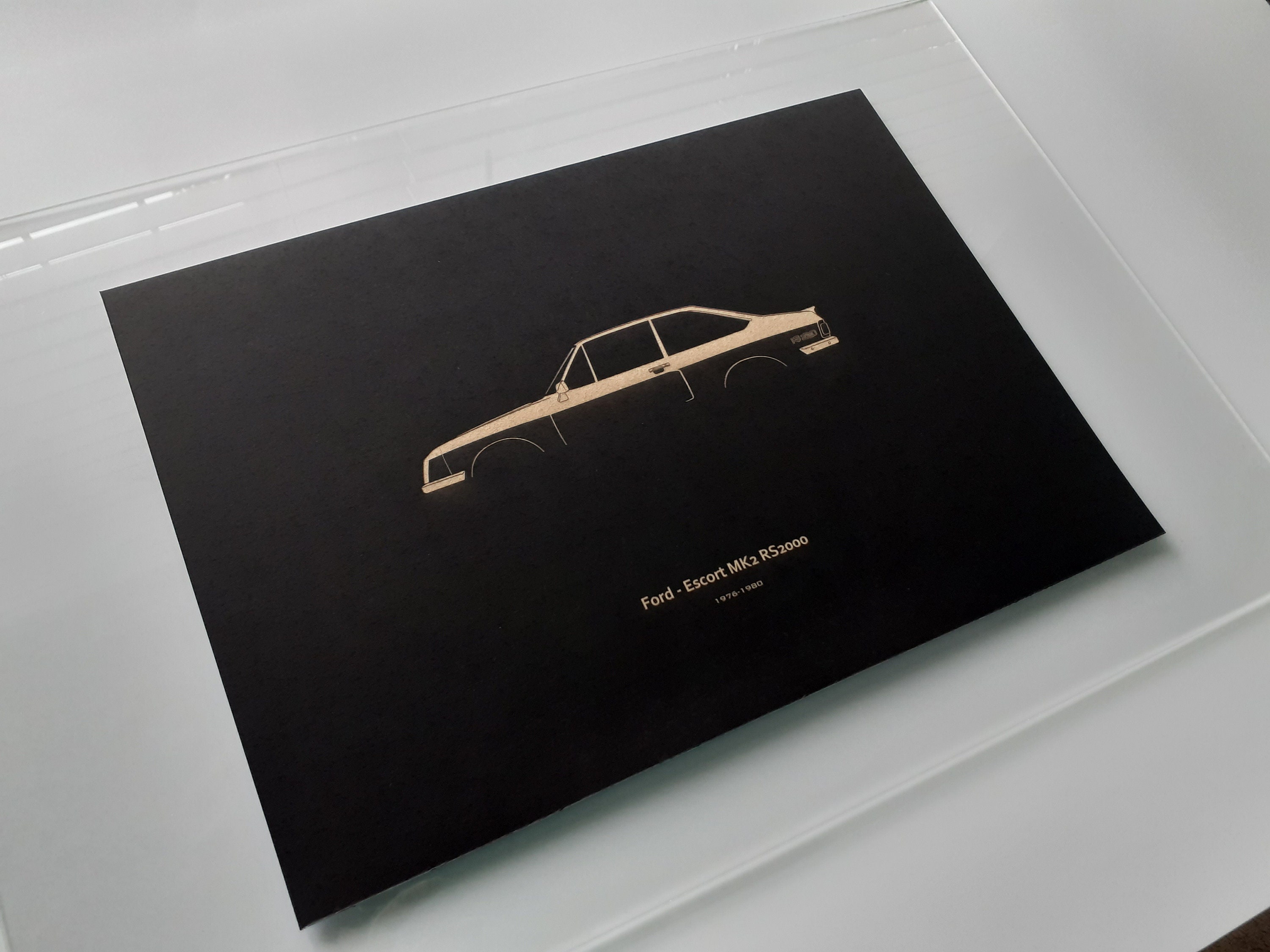 Ford Escort MK2 RS2000 Supercar Silhouette laser Engraved Illustration ...