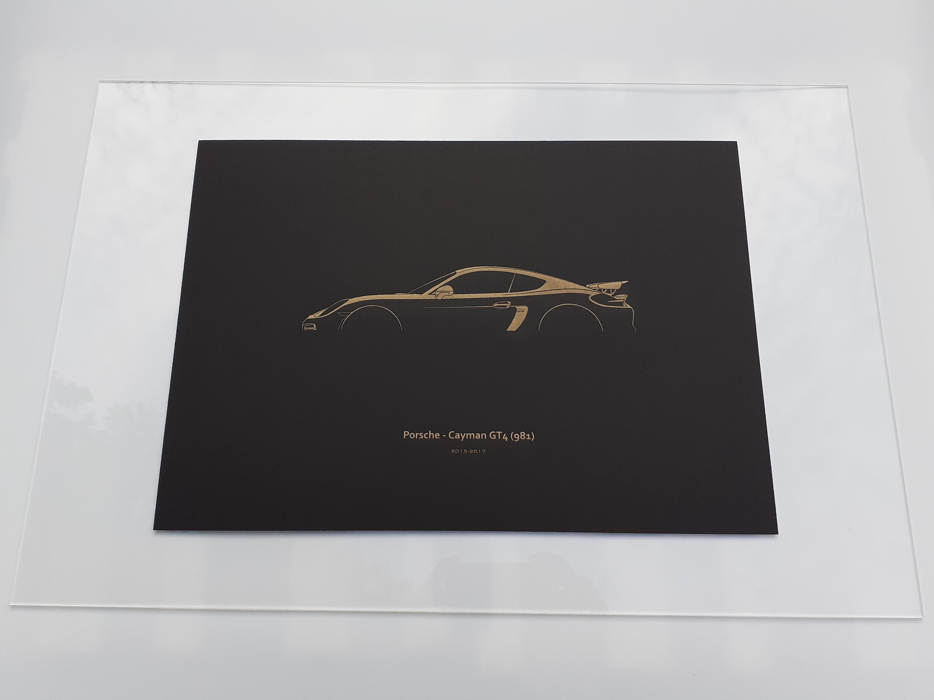 Porsche Cayman GT4 Sports Car Silhouette laser Engraved Illustration ...