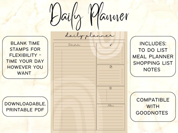 Digital Daily Planner Template Daily Planner Sheet - Etsy