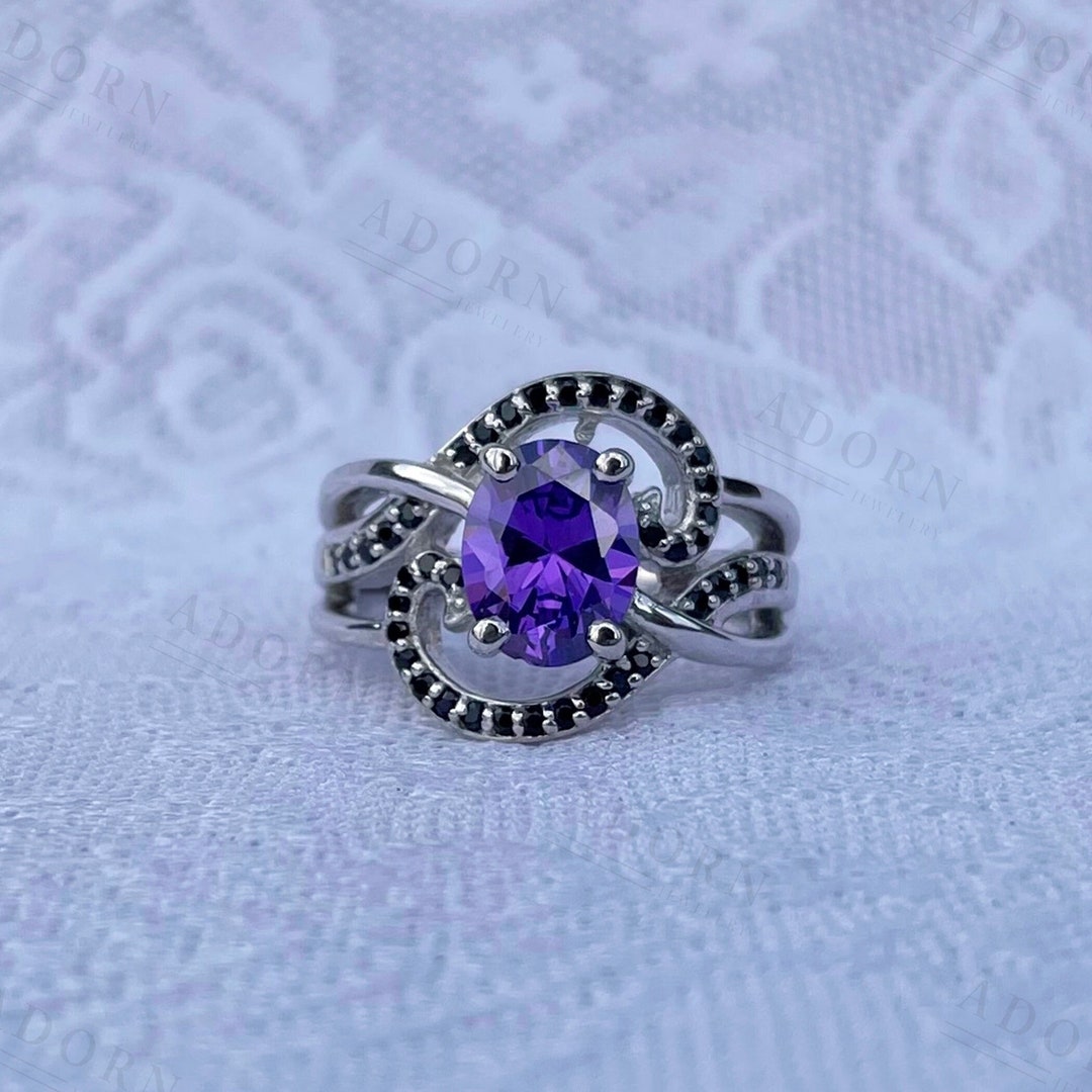 Enchanted Disney Villains Ursula 1.50 Ctw Amethyst Oval and CZ Diamond ...