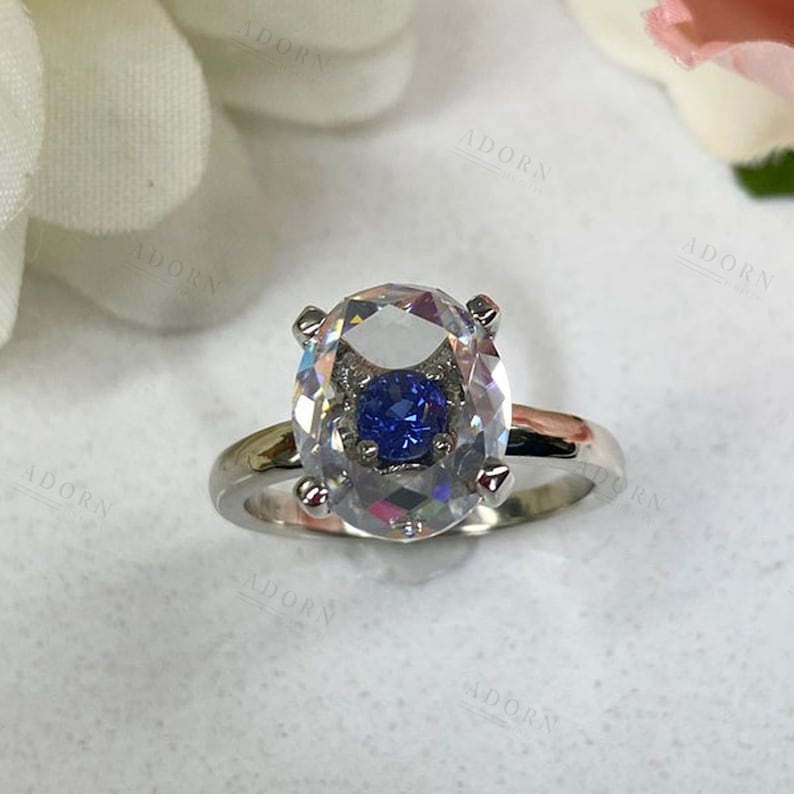 Oval Shaped Gemstone Engagement Rings 935 Argentium Silver for Women ...