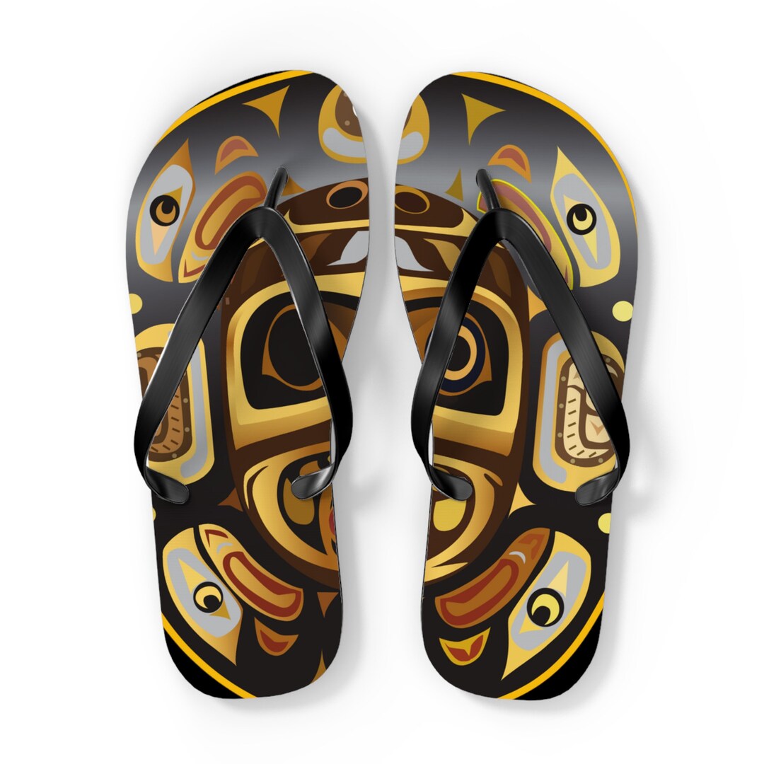 Moon Mask Flip Flops USA Coastal Art Salish First Nations Native ...