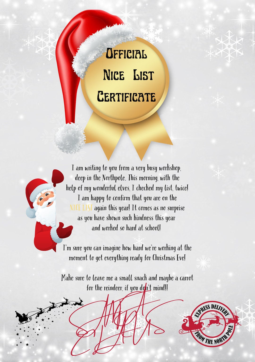 Printable Nice List Certificate - Etsy