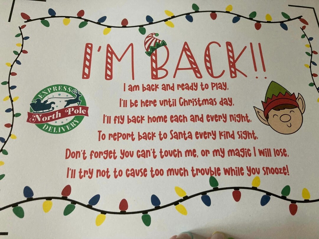 Elf I'm Back Sign - Etsy