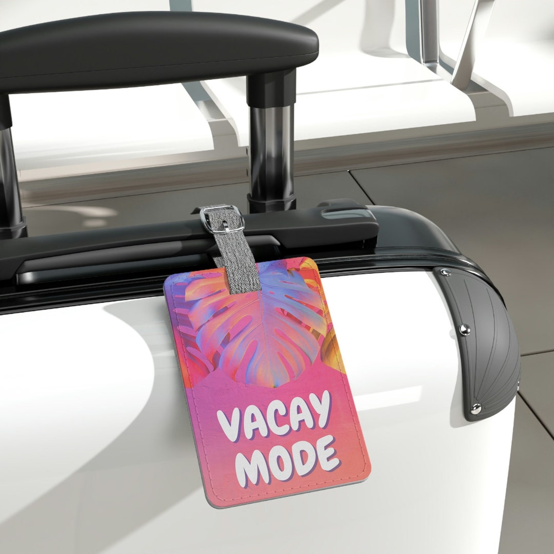Vacay Mode Luggage Tag Saffiano Polyester Suitcase Tag Rectangle Gift ...