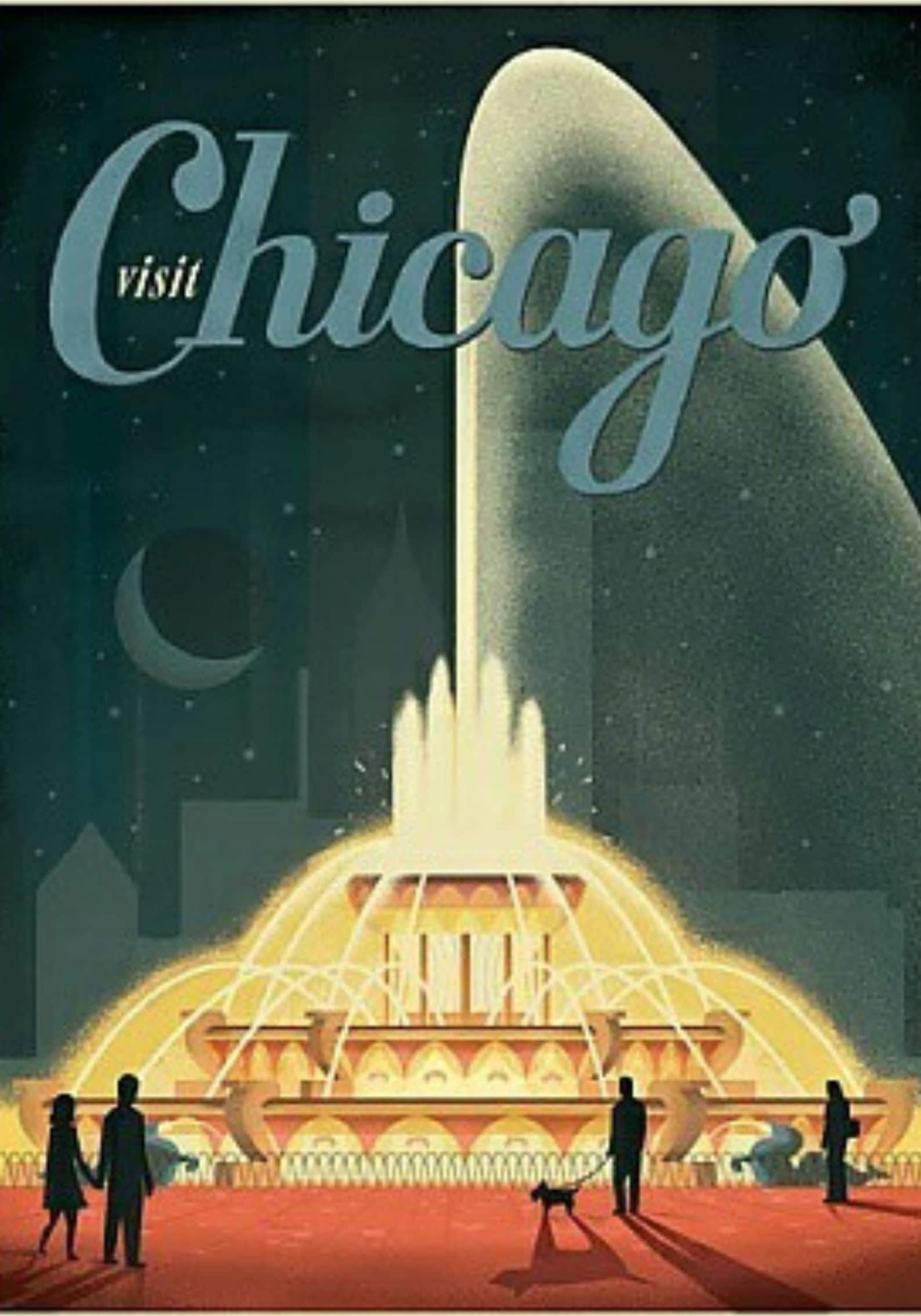 Chicago Vintage Travel Poster Digital Wall Art Print Chicago Illinois ...