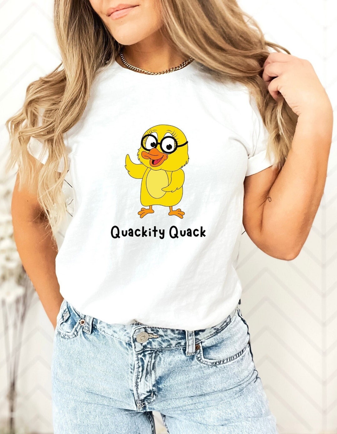 Quackity Quack Duck T-shirt, Yellow Duck With Glasses, Funny Tshirt for ...