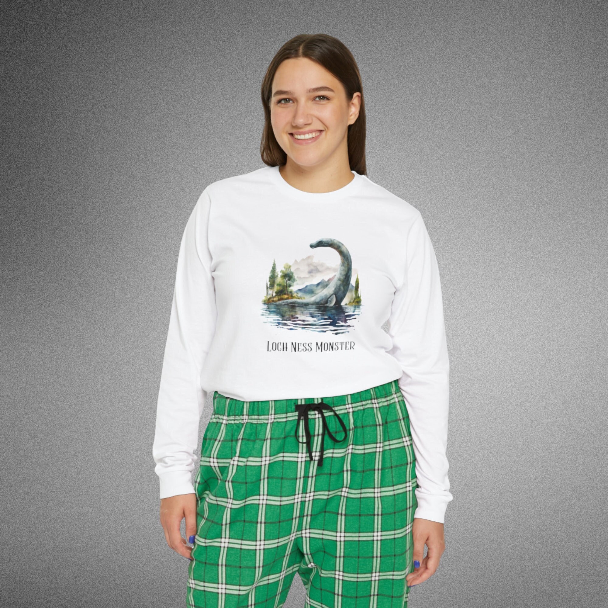 Loch Ness Monster PJ Set, Women's Long Sleeve Pajamas, Lochness Monster ...