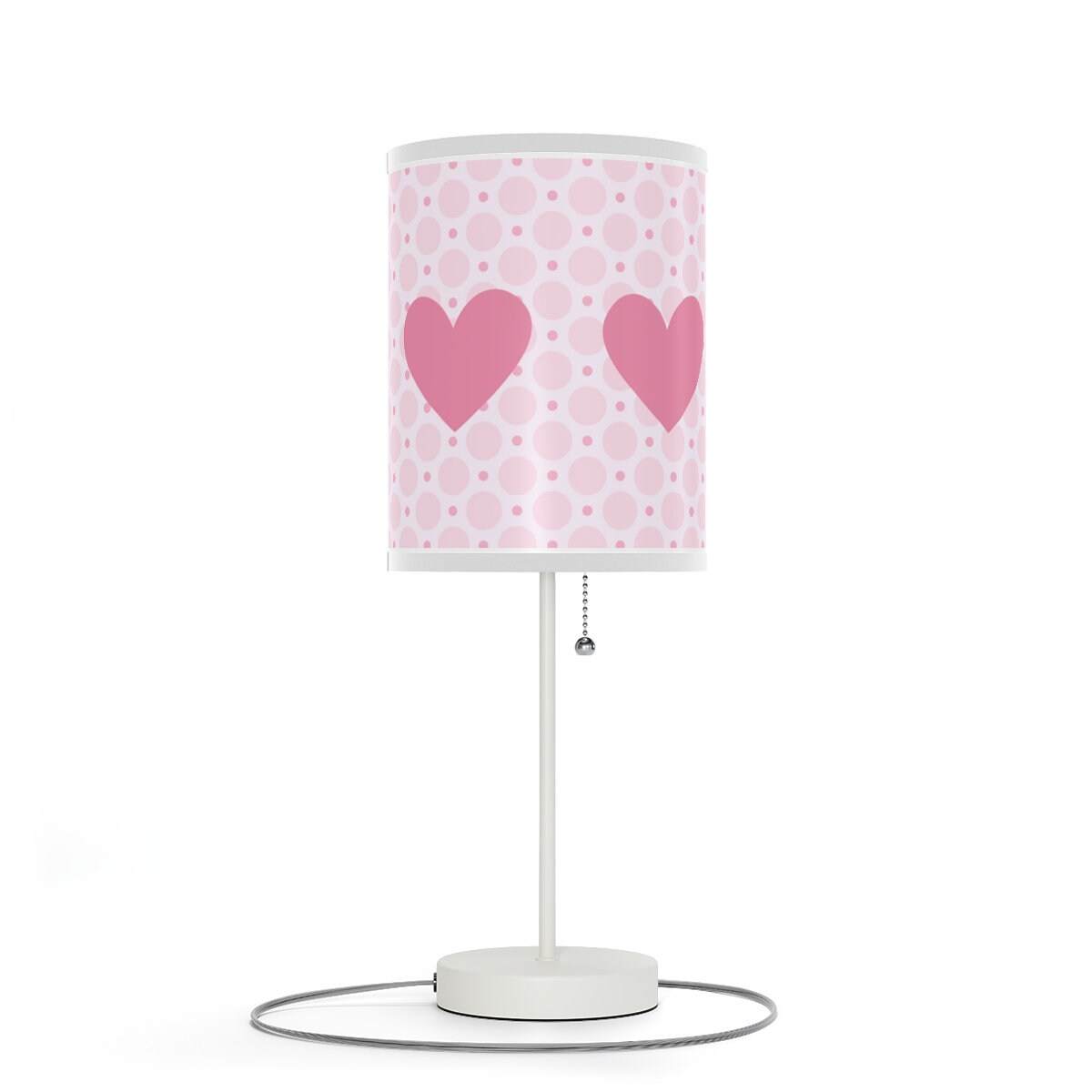 Pink Polka Dot Lamp With Hearts Lamp for Little Girl's Bedroom Nursery ...