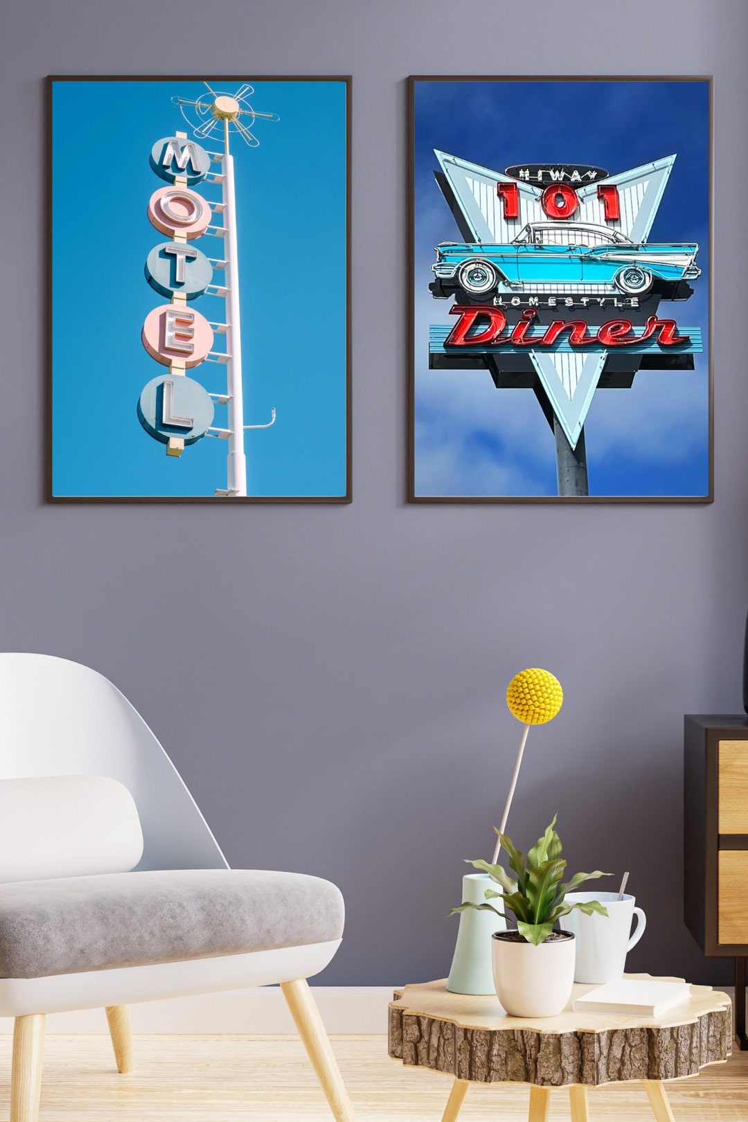 1950s Style Signs Digital Wall Art Prints Set of 2 Vintage Style ...