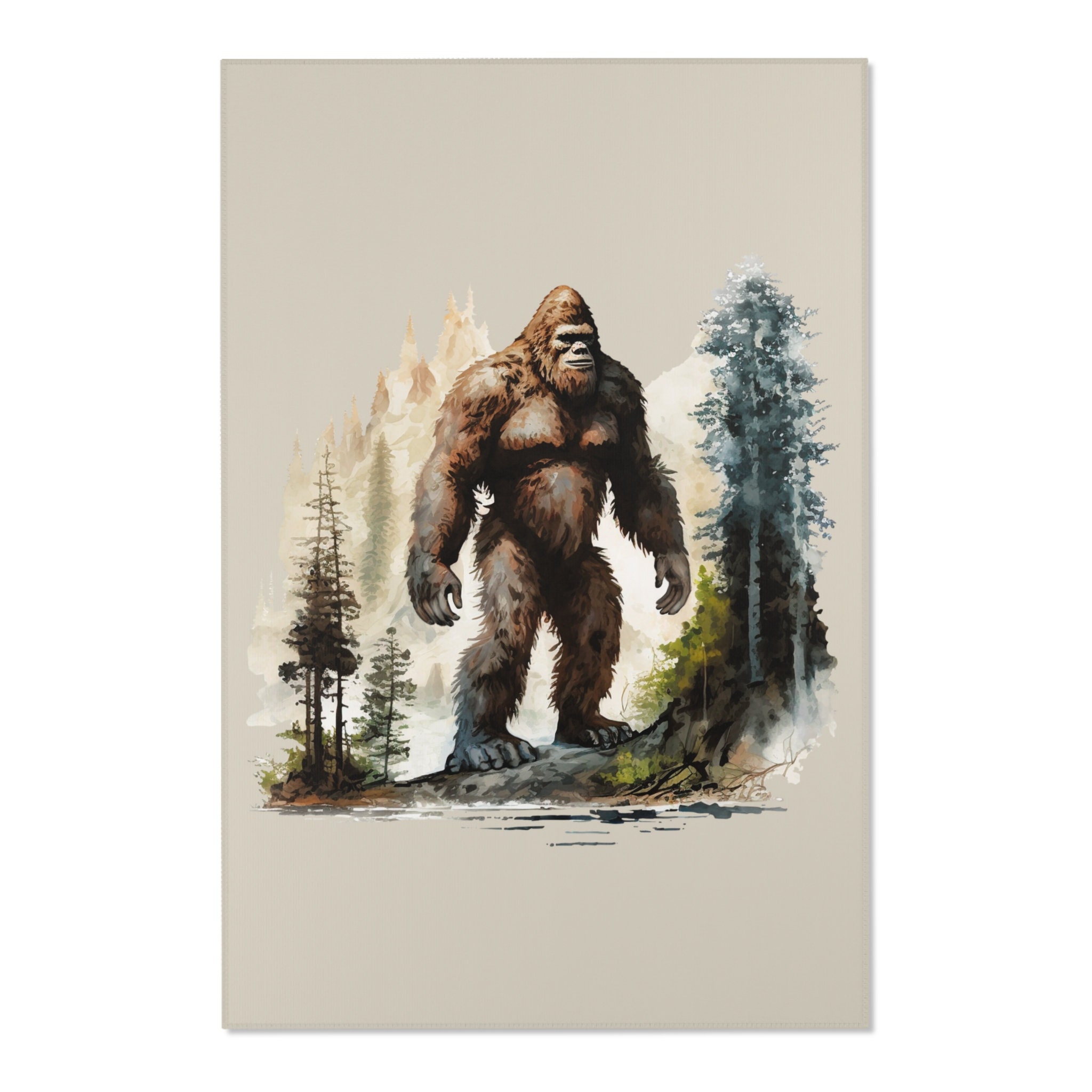 Sasquatch Bigfoot Area Rug, Man Cave Home Decor Rug, Cryptid Gift ...