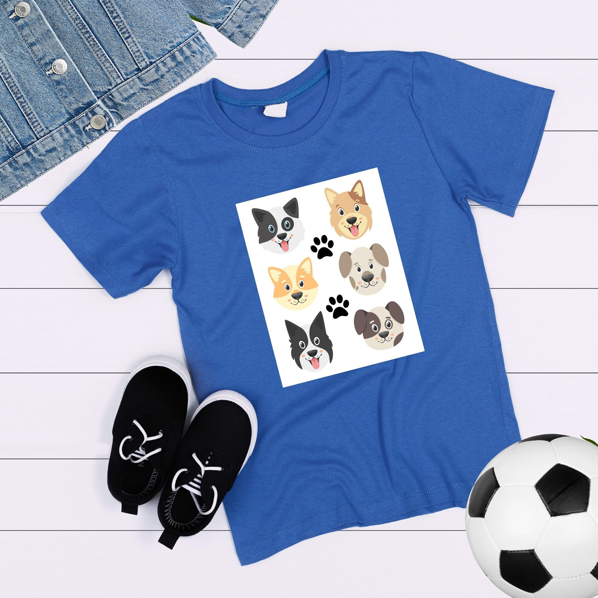 Cute Dog Faces With Paws T-shirt, Sizes 2T-6T, Soft Fabric Tee ...