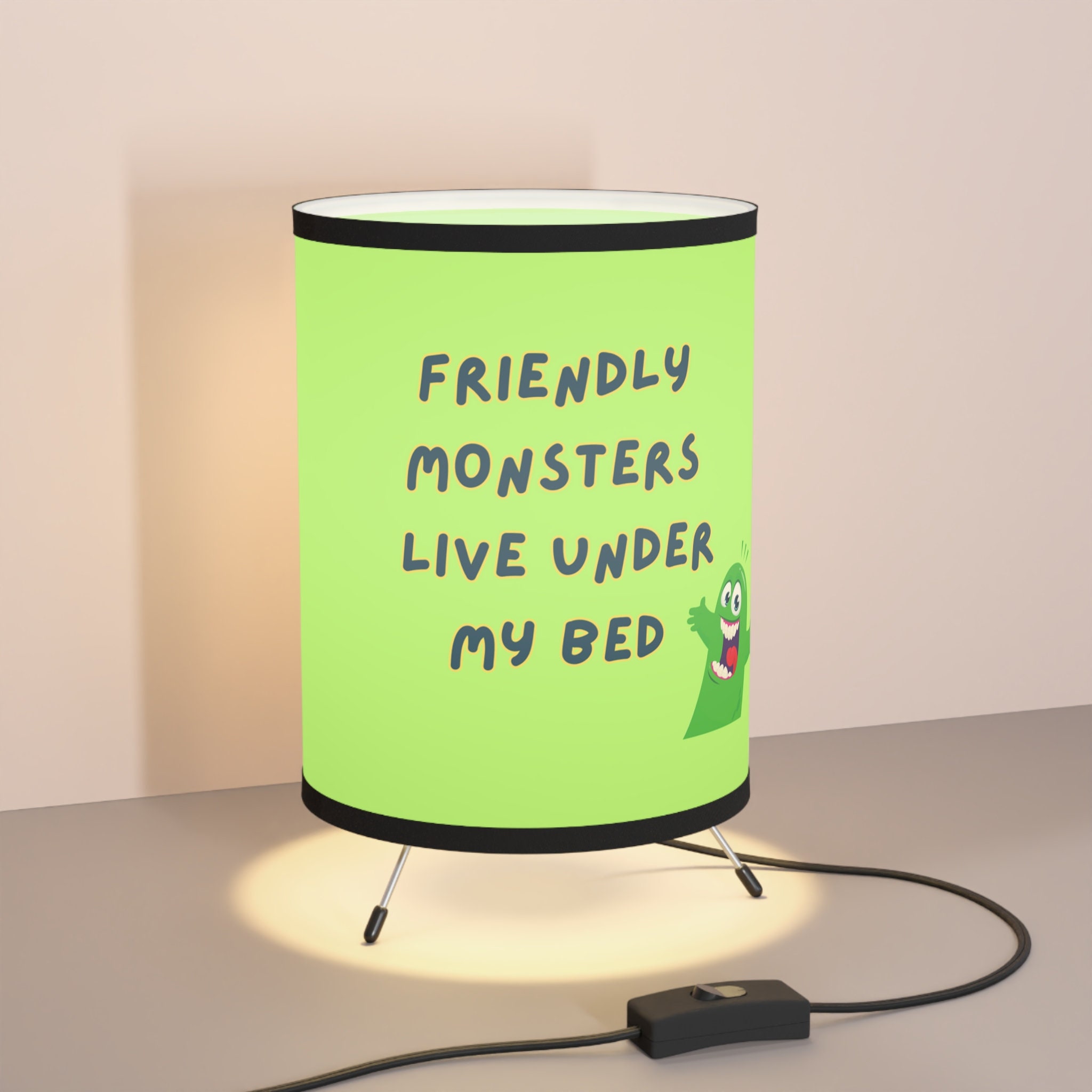 Cute Green Monster Lamp for Kids, Friendly Monsters Live Under My Bed ...