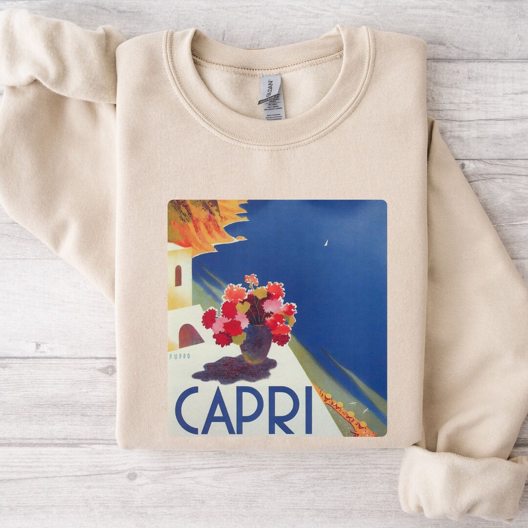 Retro Capri Art Sweatshirt, Amalfi Coast Shirt, Unisex Crewneck ...