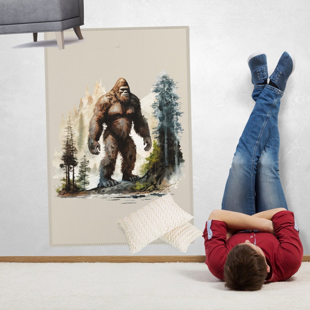 Sasquatch Bigfoot Area Rug, Man Cave Home Decor Rug, Cryptid Gift ...