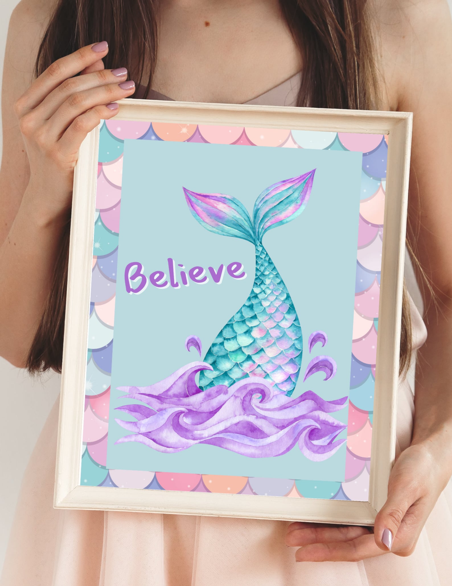 Mermaid Printable Art Kids Bedroom Art Print Digital Download Nursery ...