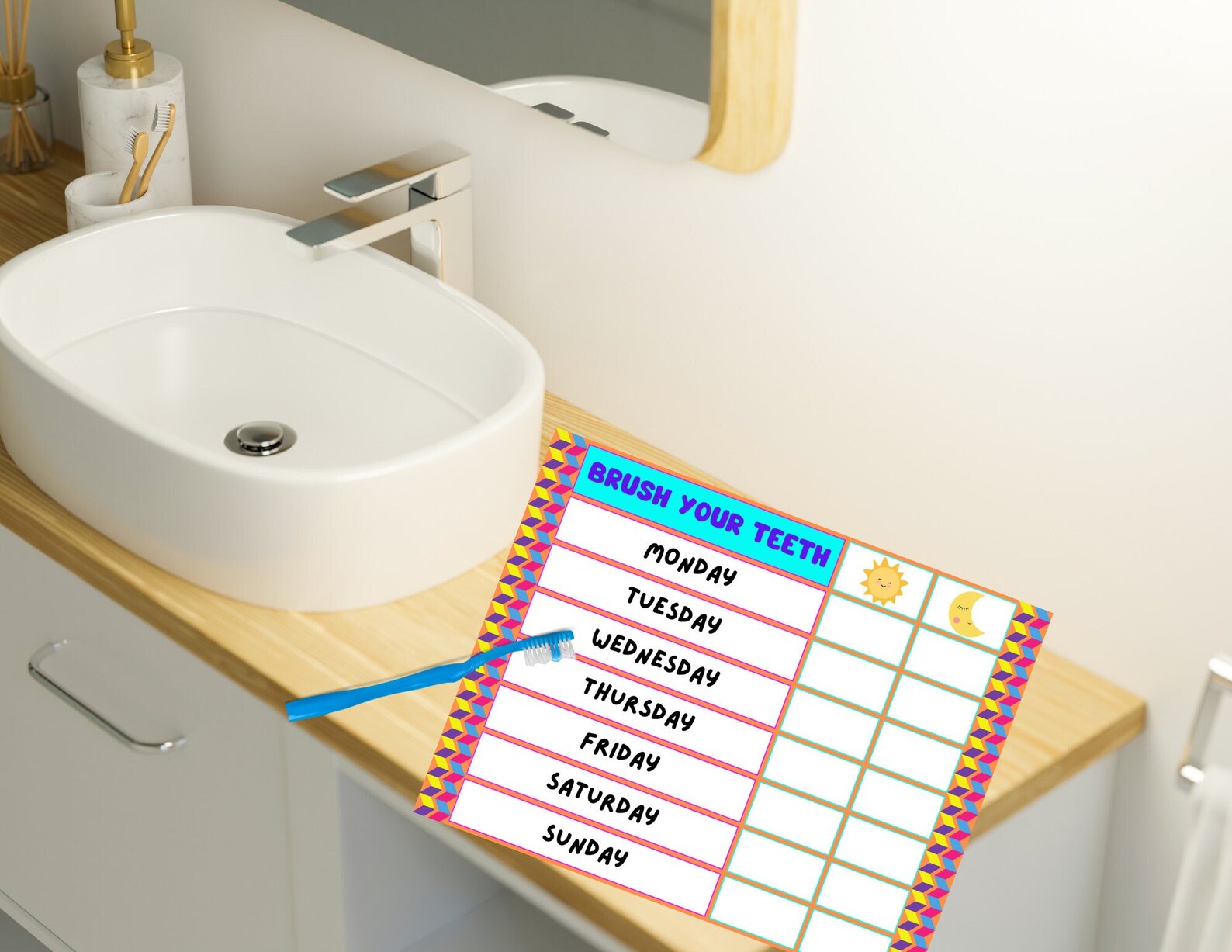 Brush Your Teeth Weekly Tracker Chart for Kids Brush Teeth Chart Weekly ...
