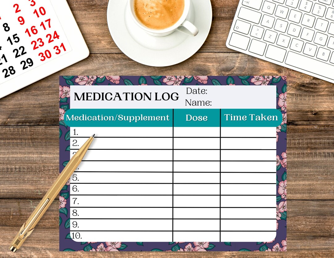 Medication Log Printable Digital Download Ready to Print Medication Log ...
