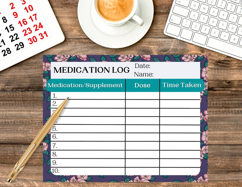 Medication Log Printable Digital Download Ready to Print Medication Log ...