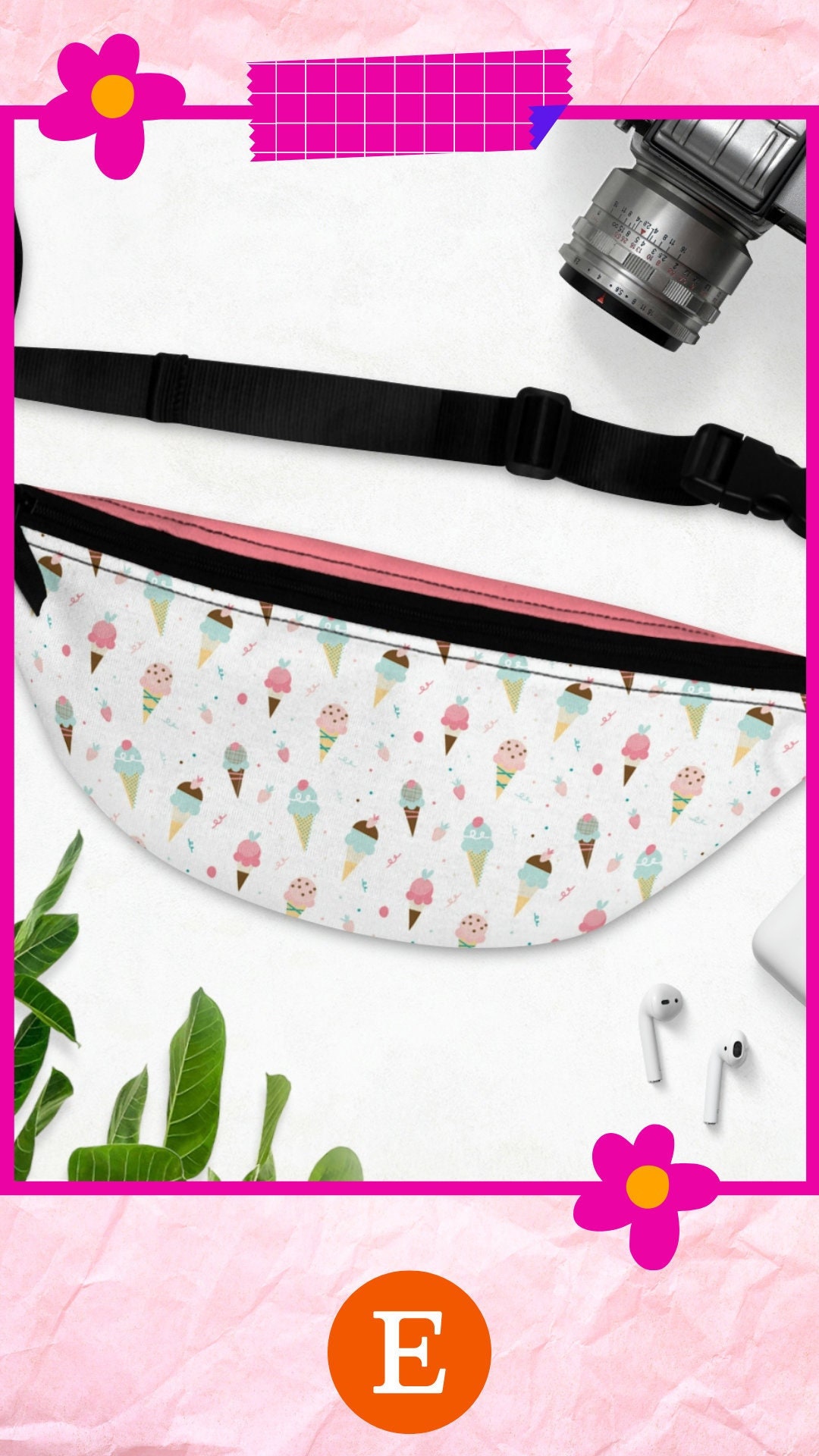 Ice Cream Cone Fanny Pack Belt Bag With Ice Cream Cones Kids Fanny Pack ...