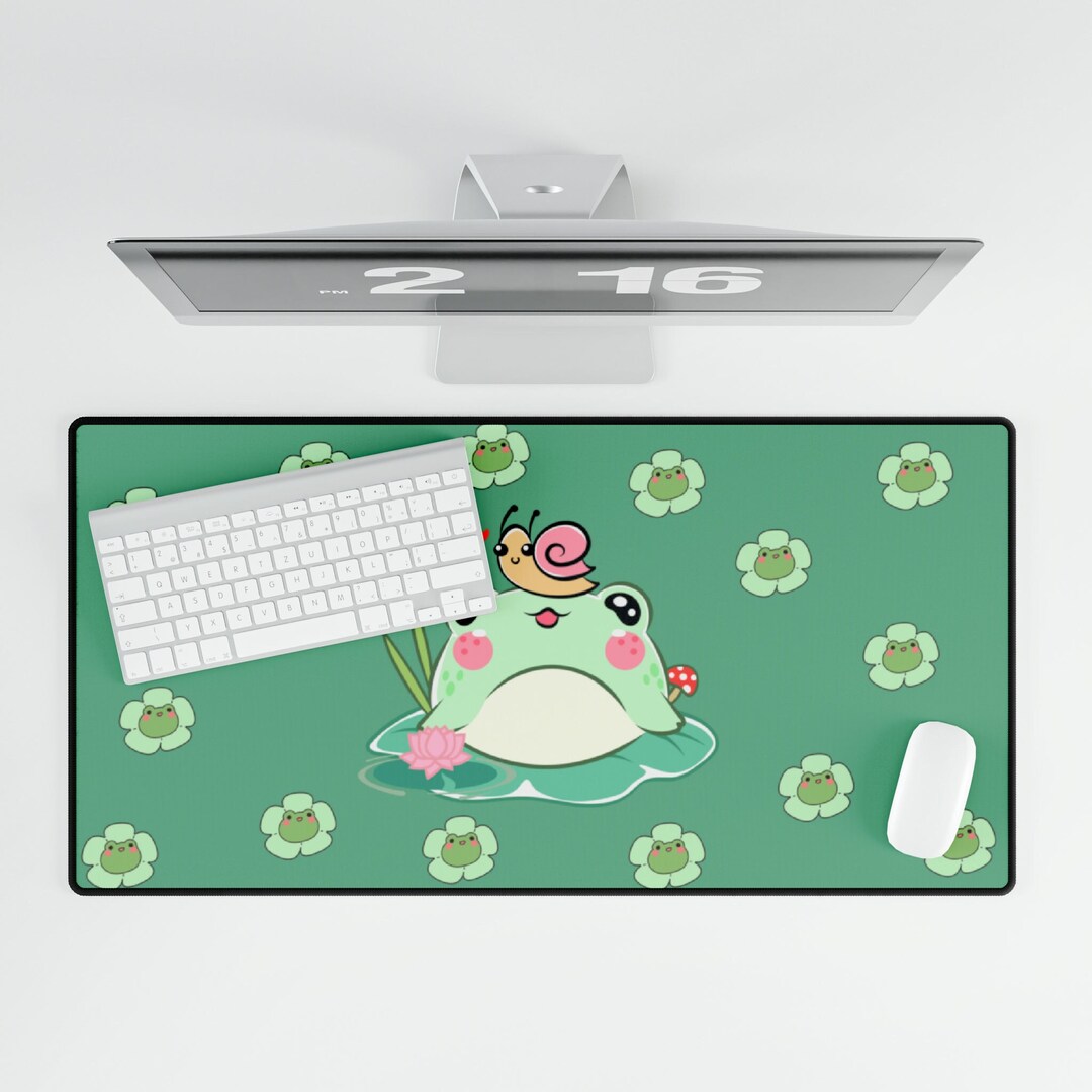 Frogs on Lily Pads Desk Mat, Computer Desk Large Mouse Pad, Office Desk ...