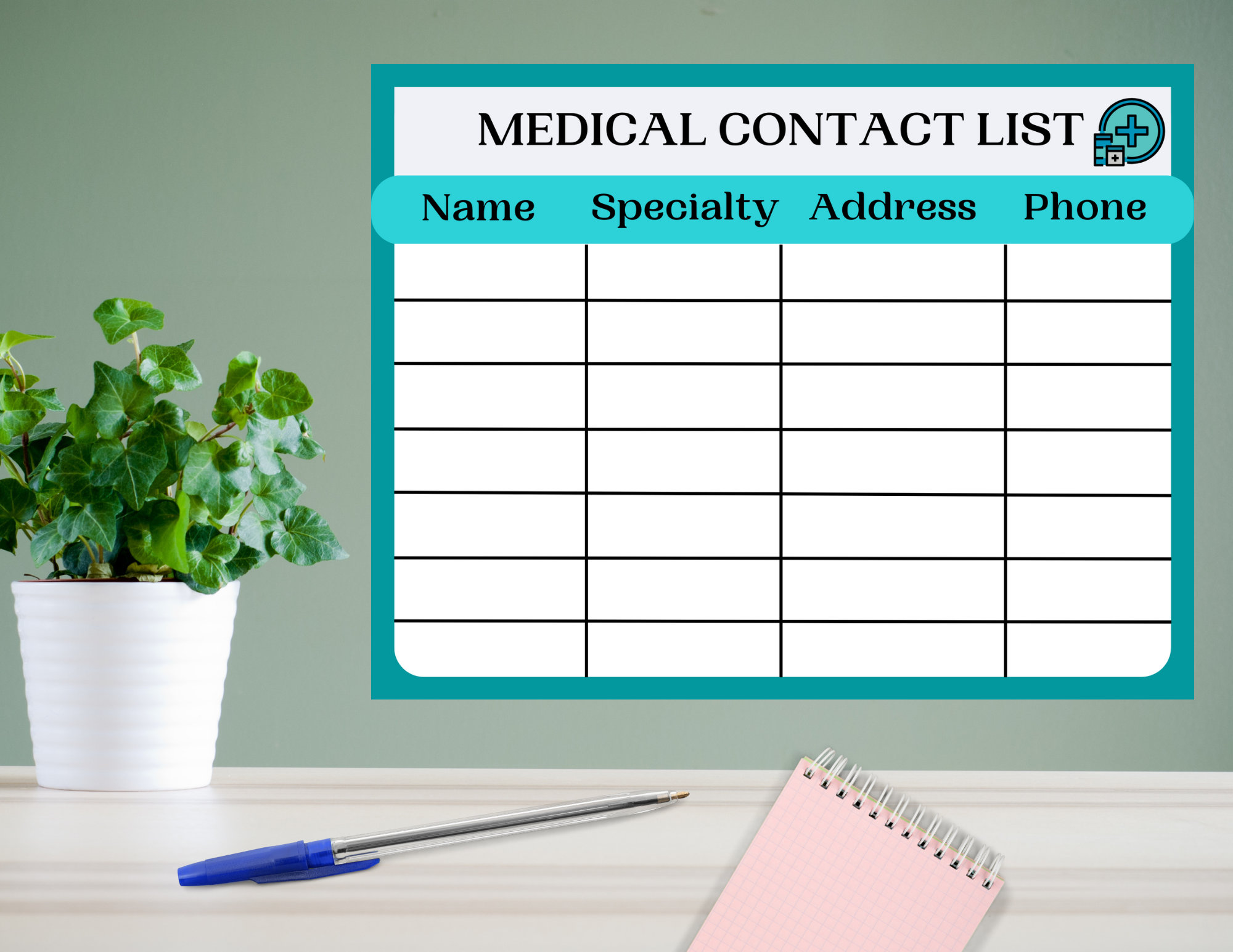Medical Contact List Printable PDF Doctor List for Your Family, Stay ...