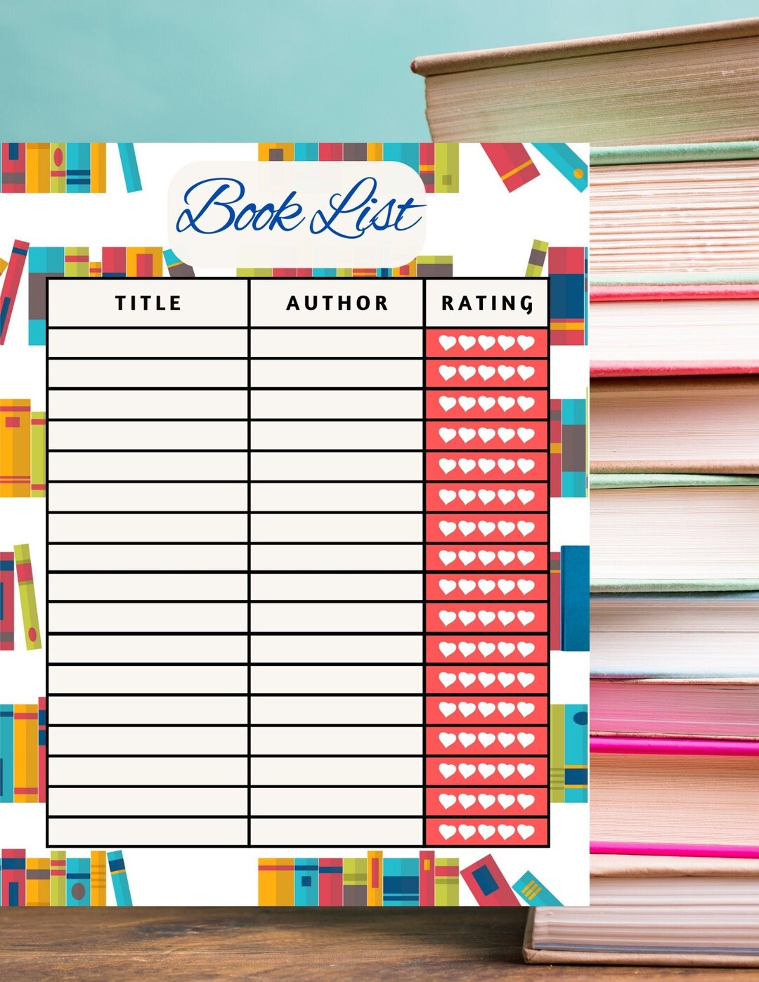Book List Tracker Book Log With Book Rating, List of Books Read ...